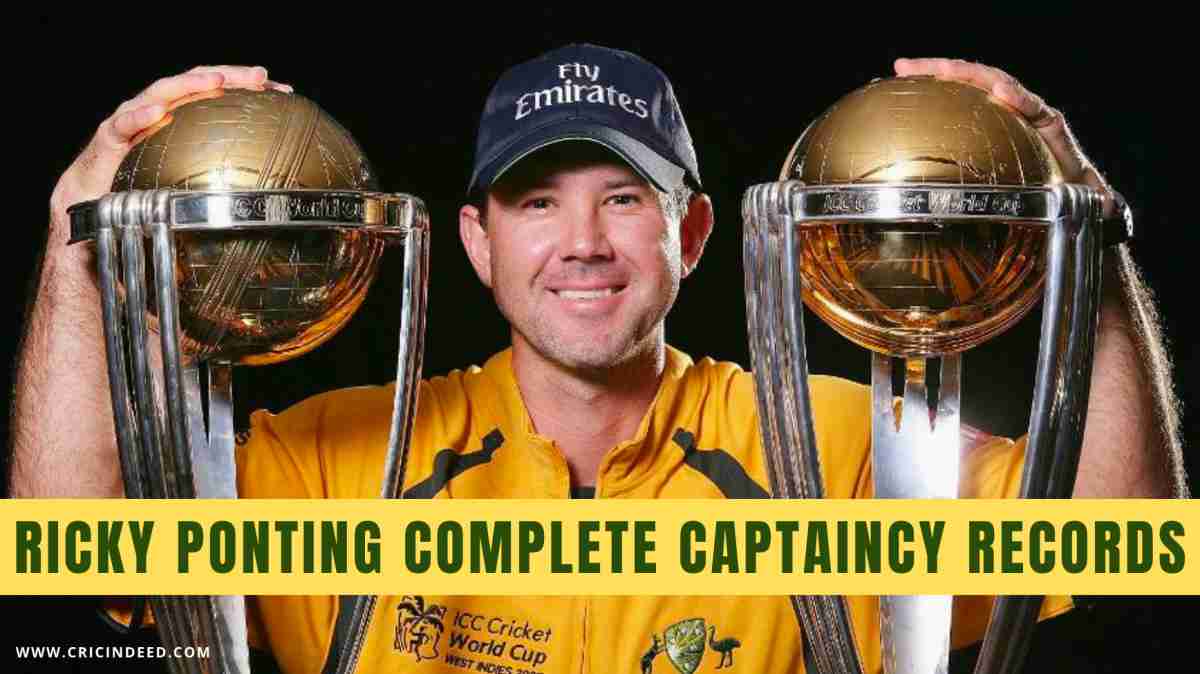 Ricky Ponting Captaincy Record Across All Formats - CricIndeed