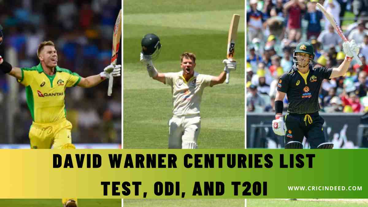 David Warner Centuries List in Test, ODI, and T20I - CricIndeed