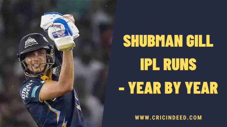 Shubman Gill IPL Runs - Year by Year - CricIndeed