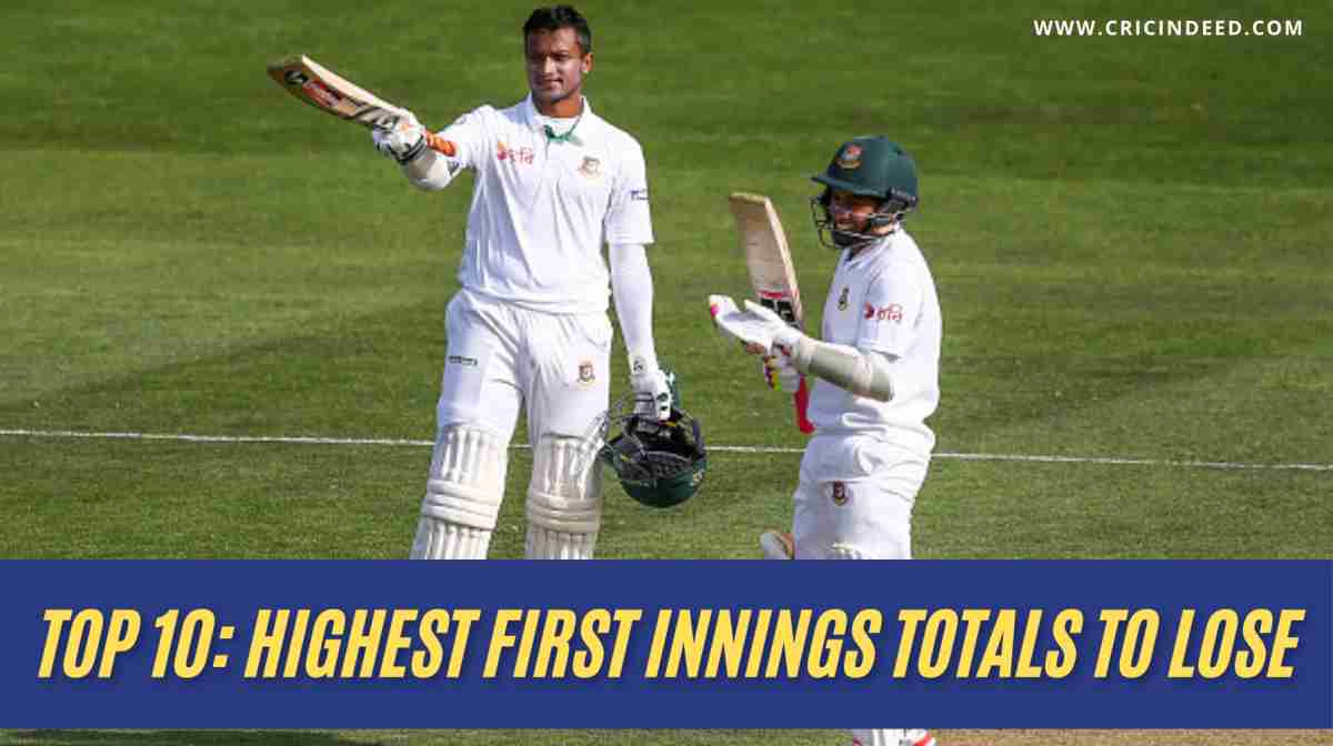 Top 10: Highest First Innings Totals to Lose - CricIndeed
