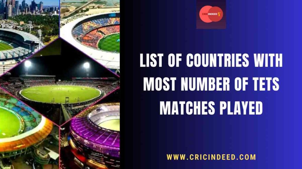 List: Most Test Matches Played in Countries - CricIndeed