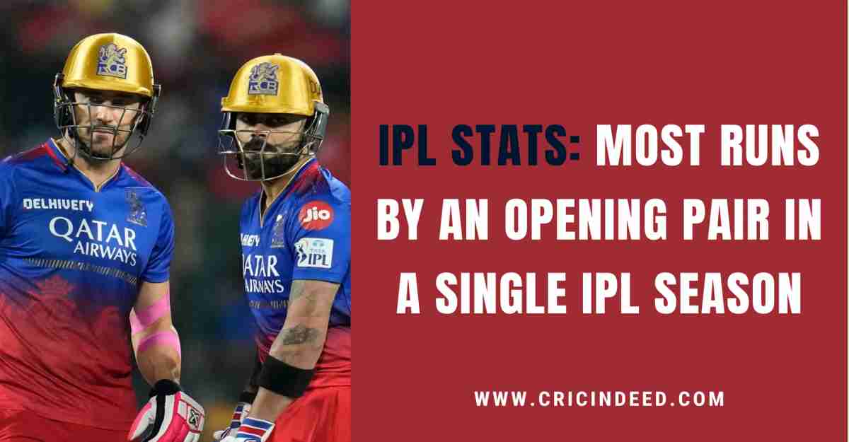 IPL Stats: Most Runs by an Opening Pair in a Single IPL Season - CricIndeed