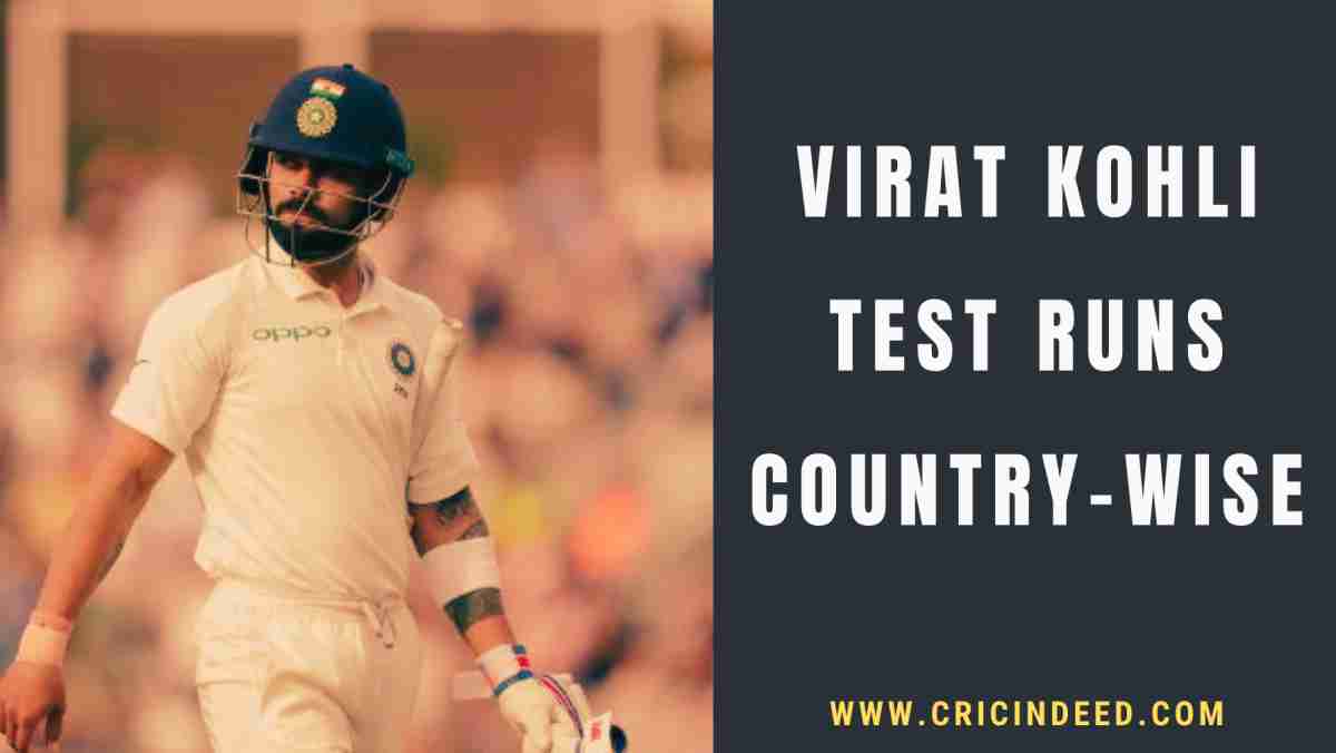 Virat Kohli: Test Runs Breakdown by Country - CricIndeed