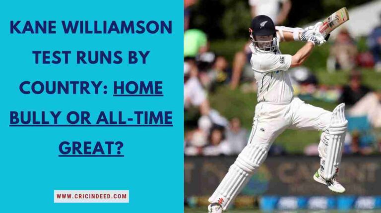 Kane Williamson Test Stats by Country: Record & Centuries List - CricIndeed